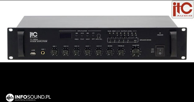 TI-120U Wzmacniacz miksujący 5-strefowy 120W + Odtw. MP3/USB - INFOSOUND.PL